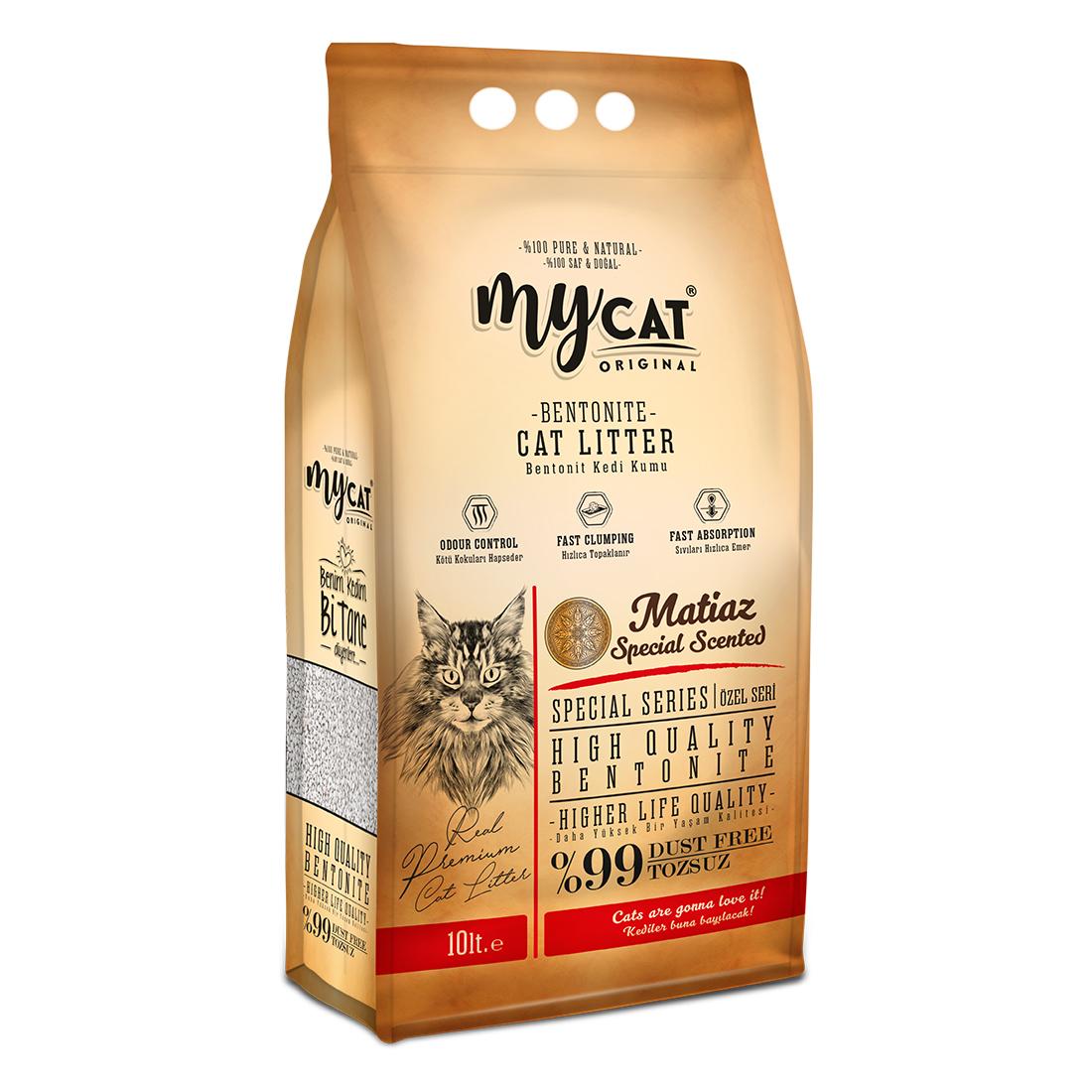 (10 LT) TOPAKLANAN BENTONİT KEDİ KUMU MATIAZ SPECIAL KOKULU (İNCE TANE) - MyCat Original